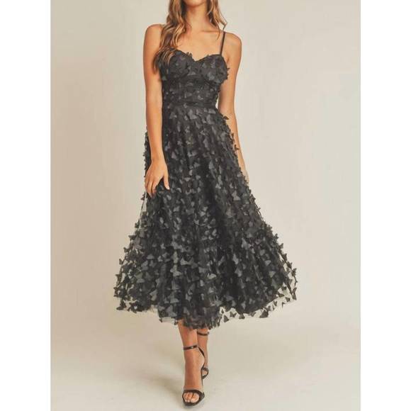 Mable | Dresses | New Mable Ember Butterfly Midi Dress In Black | Poshmark